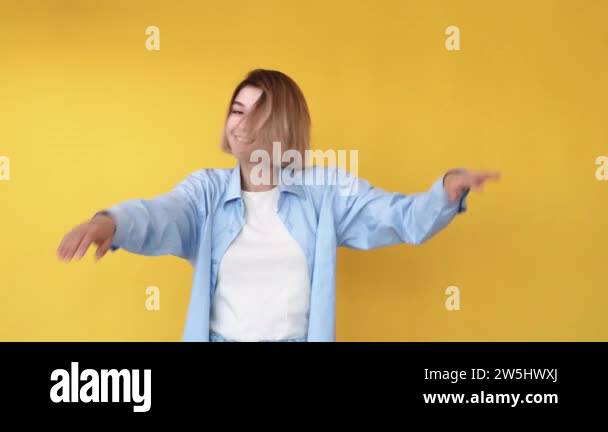 dab gesture winner triumph girl fun dance gif loop Stock Video Footage ...