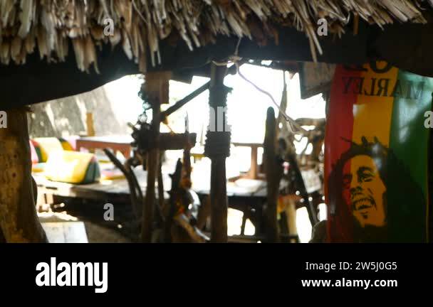 Relaxing jamaican cannabis rasta marijuana reggae bar on the tropical ...