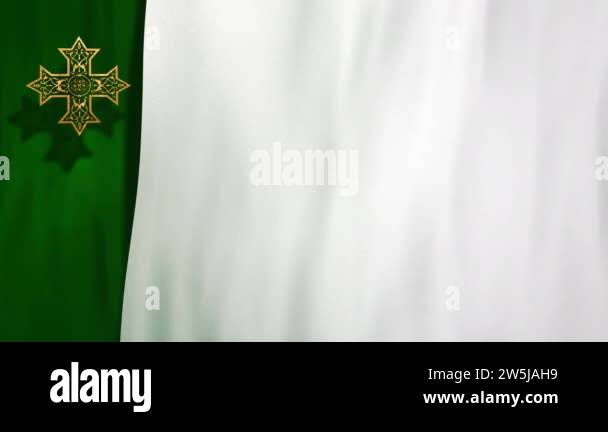 Waving satin with golden Christian Cross on liturgic copy space. 3D ...