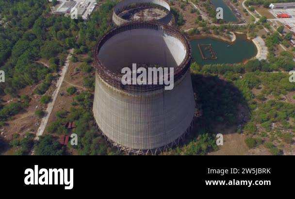 Cooling tower unfinished srade of the Chernobyl nuclear power plant ...
