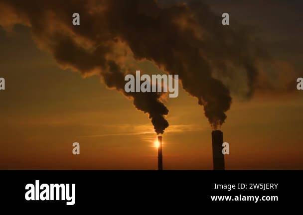 Factory pipe polluting air time lapse, environmental problems ...