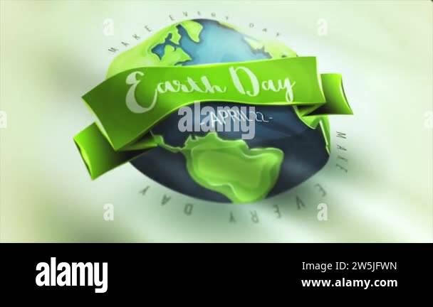 Happy Earth Day Waving Flag Animation Loop/ 4k animated happy earth day ...