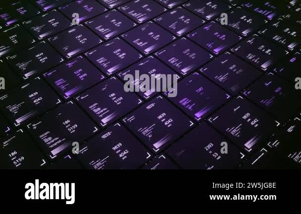 3D cells with numbers. Animation. Futuristic background with computer data in 3D cells. Changing ...