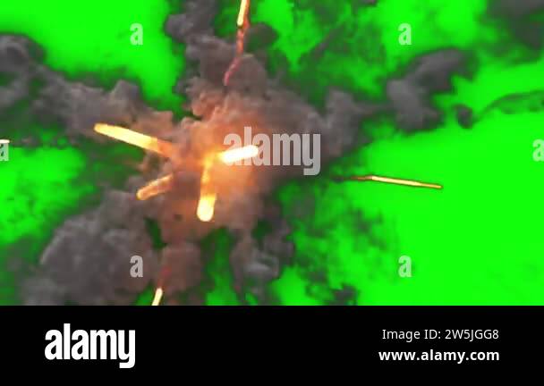 Sparks and Smoke Explosion, Seamless Loop, Green Screen Chromakey Stock ...