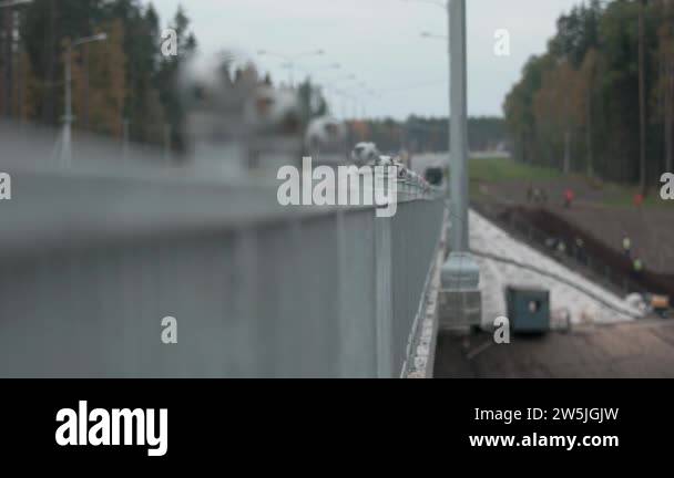 Autumn, day, repair work on the flyover, on the bridge. Work to ...