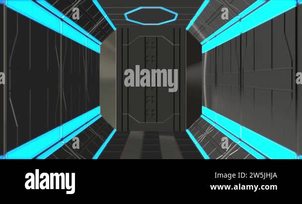 Endless corridor. Futuristic space gate design. 3D video, 4k animation ...