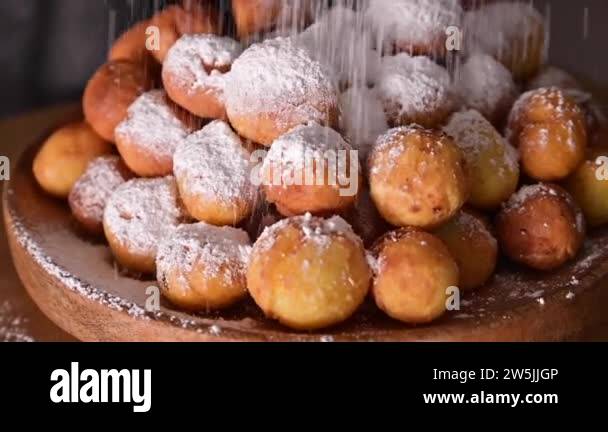 Baked castagnole. Traditional sweet pastries during the carnival period ...