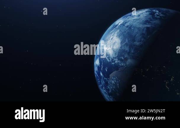 Beautiful 4K 3D animation of Blue Planet Earth Moving Slowly on dark ...