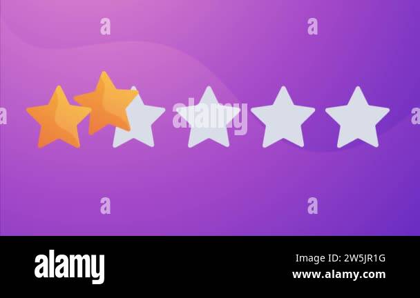 Animated five star rating on purple background. FIVE stars rating of ...