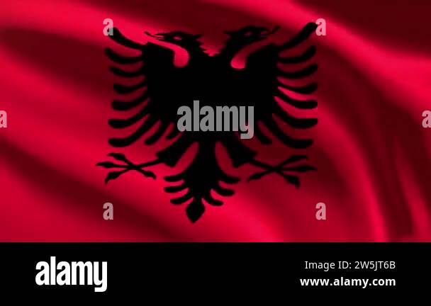 Festive 60FPS Albania flag waving on the wind 4k UHD 3d seamless loop ...