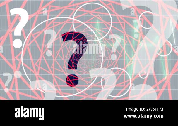 Question marks a stream of luminous particles, a cycle of a stream of luminous particles. light ...