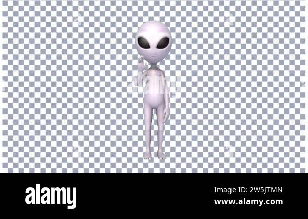 Alien Say Bye Loop Animation Footage Isolated On Alpha Screen ...