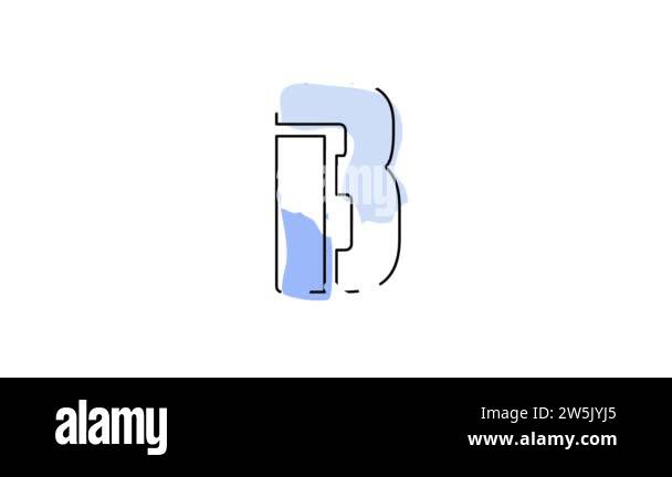 Letter B. 4K video. Blue font animated isolated on clear white ...
