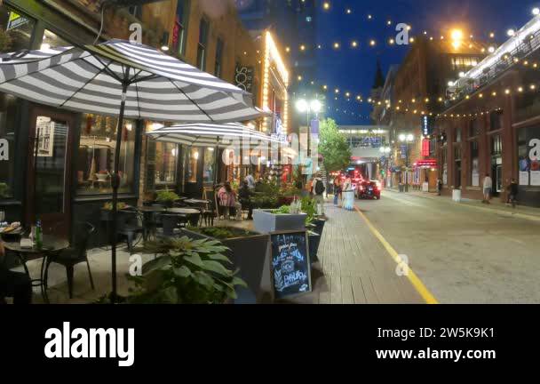 Sidewalk Cafe Greektown Detroit, Michigan. Busy Greektown at night in ...