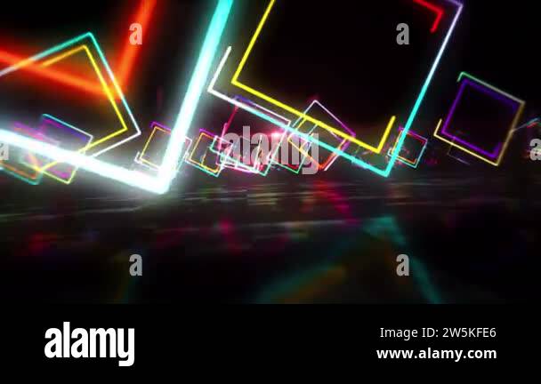 Abstract neon quads 3d seamless and loopable animation. Travel by ...