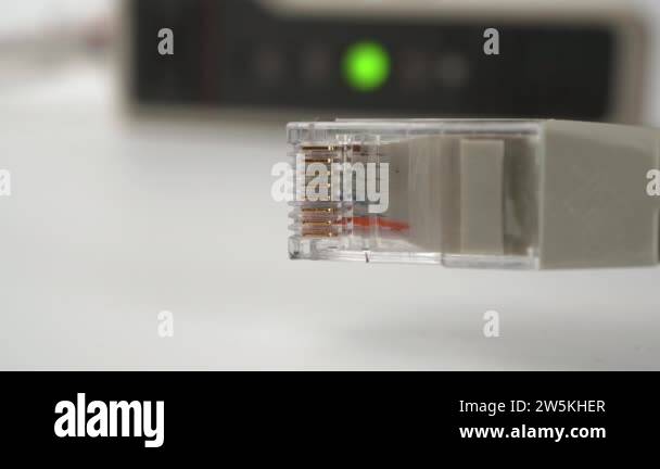 Internet wire taken very close, behind the Internet tester, concept of ...