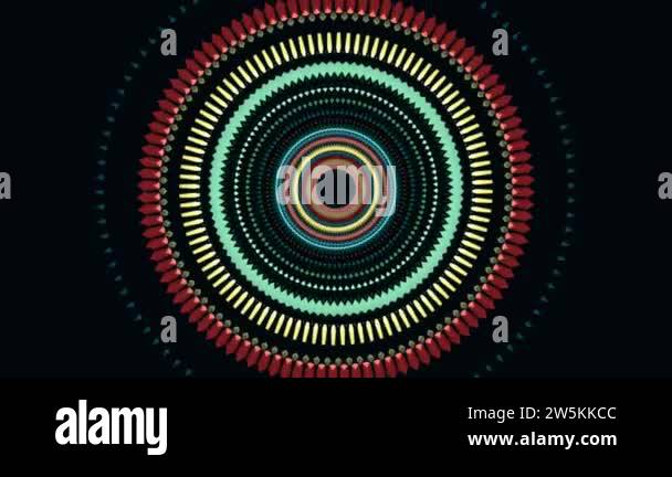 Hypnotic moving circles, multicolored psychedelic abstraction. Animation. Visual hallucinations ...