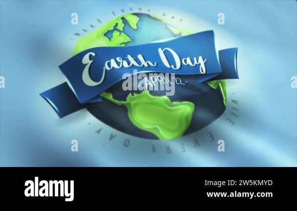 Happy Earth Day Waving Flag Animation Loop/ 4k animated happy earth day ...