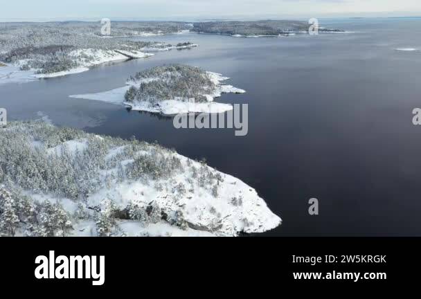 National Park Ladoga Skerries, in winter in Karelia Russia Small stone ...