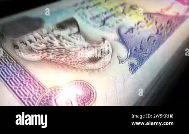 Arab Emirates Dirhams money counting. 500 AED Dubai banknotes. Fast ...
