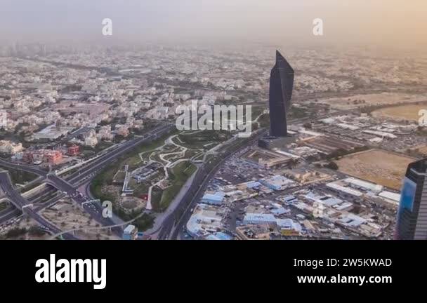 Kuwait City cityscape timelapse is the capital of Kuwait. Sunset time ...