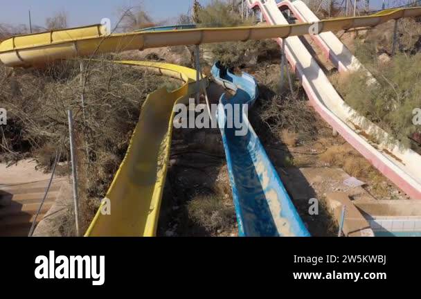 Closed Abandoned water park Aerial view, Dead sea, Israelapocalyptic ...