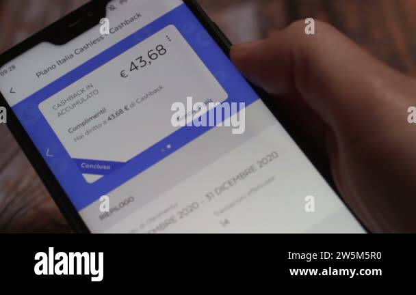 Cashback screen of the Bancoposta App of Poste Italiane with Postepay ...