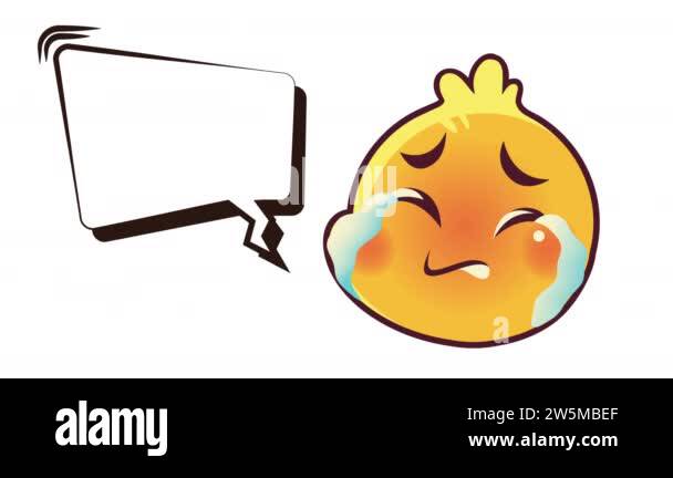 cute emoticon crying face with speech bubble animation Stock Video ...