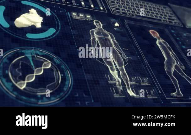 Human Anatomy WALKING with Futuristic Touch Screen Scan Interface in 3D ...