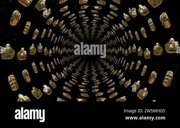Golden like. Tunnel of marks of approval. Hand movement animation Stock ...