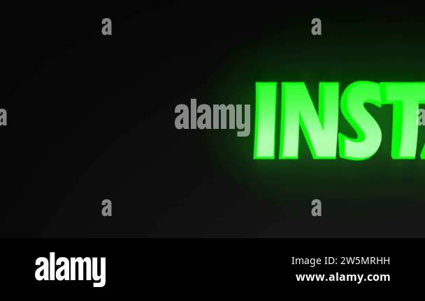 The write INSTALL in green lighted letters passing from right to left ... The write INSTALL in green lighted letters passing from right to left ...