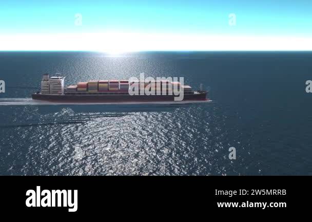 Cargo ship with containers in the Ocean- Aerial view , Freight Shipping ...