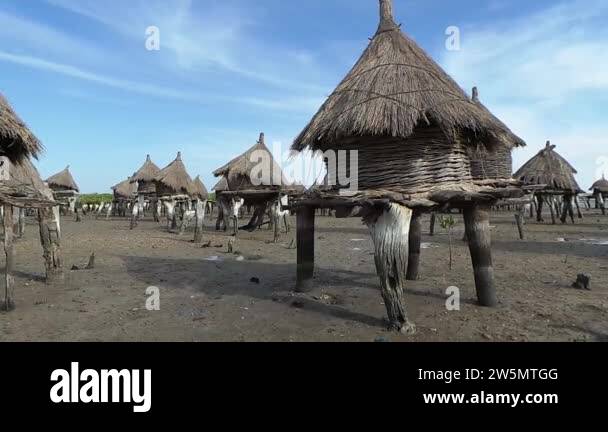 Huts on piles, island of Fadiouk, Senegal Stock Video Footage - Alamy