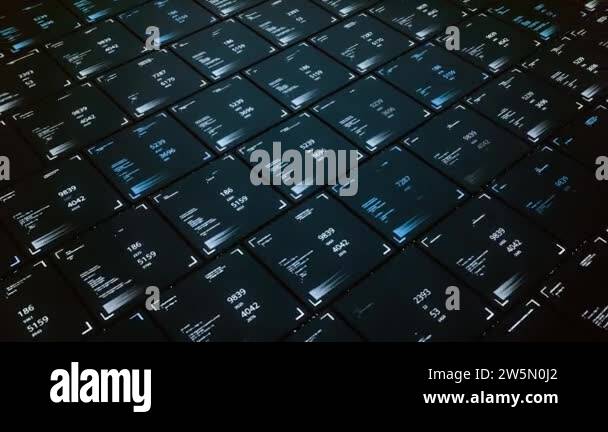 3D computer cells with numbers. Animation. Business structure in 3D ...