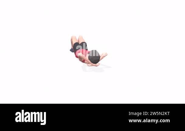 Abdominal Crunches Woman exercise animation 3d model on a white ...