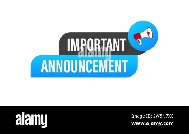 Banner with important announcement. Blue important announcement sign ...