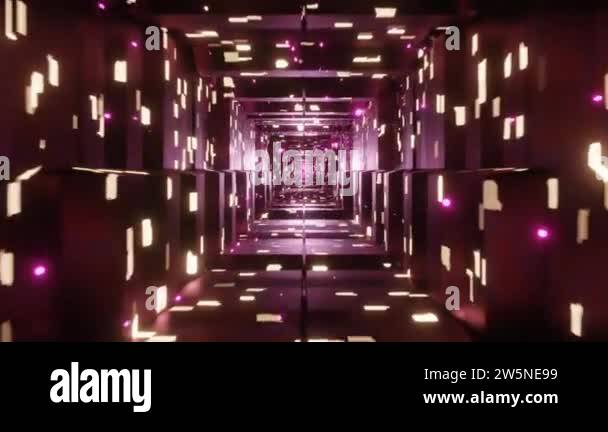 Abstract neon square moving through, VJ concert background, Seamless loop 4k animation, 3d ...