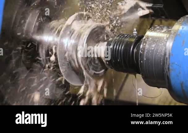 Metal part manufactured with big turning drill steel metal lathe ...