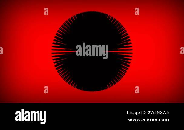 Black spiked sphere rotating on a red background. 3d. Seamless loop ...