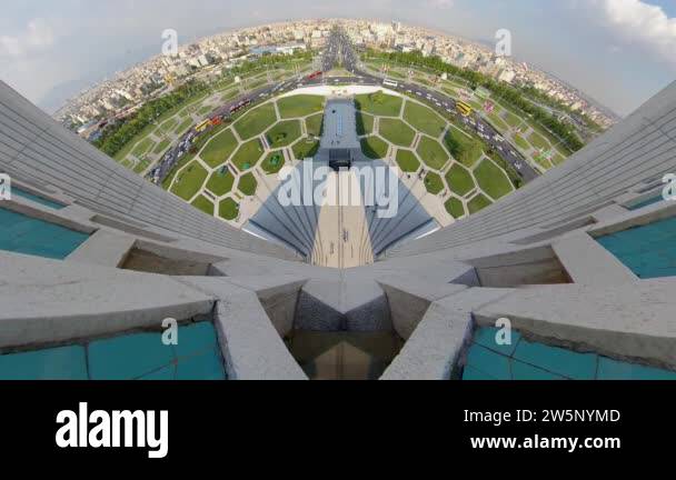 Tehran, Iran - April 2019: View from observation deck of Azadi Tower ...