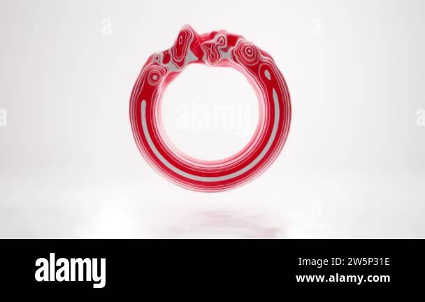 Red Liquid Substance In Shape Of Pulsating Ring Circle Donut Or