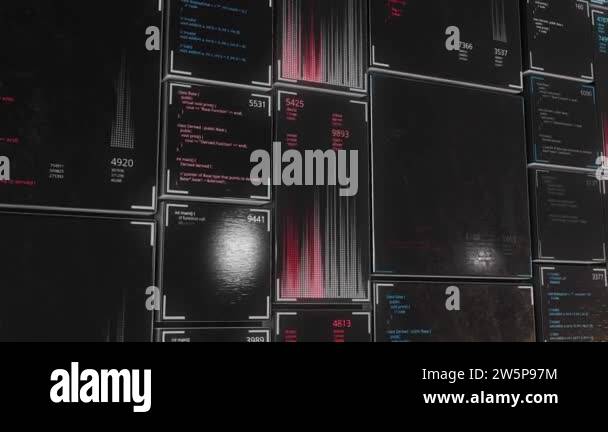 Encrypted Fast Long Scrolling Programming Security Hacking Code On Black Background Seamless