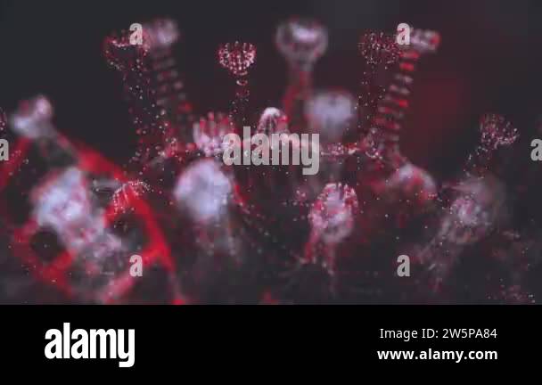 3D visualization of the coronavirus. Pathogens, and dna strand shown as ...