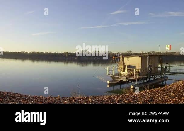 Timelapse of a beautiful day on the Po river in the province of Ferrara ...