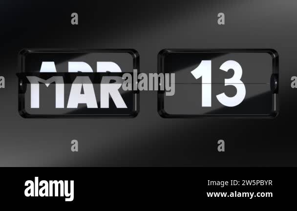 Modern flip calendar turning through months and days of a year ...