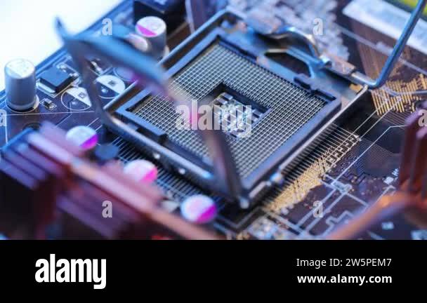 CPU socket of the computers motherboard. Concept of computer ... CPU socket of the computers motherboard. Concept of computer ...