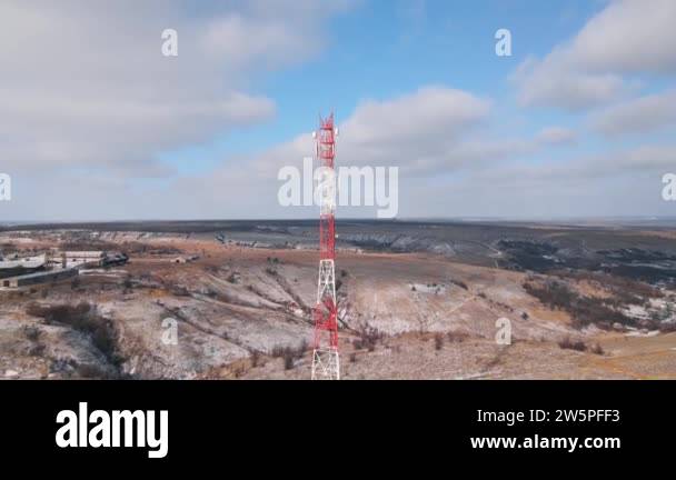 Telecommunication tower with antennas for transmitting cellular mobile ...