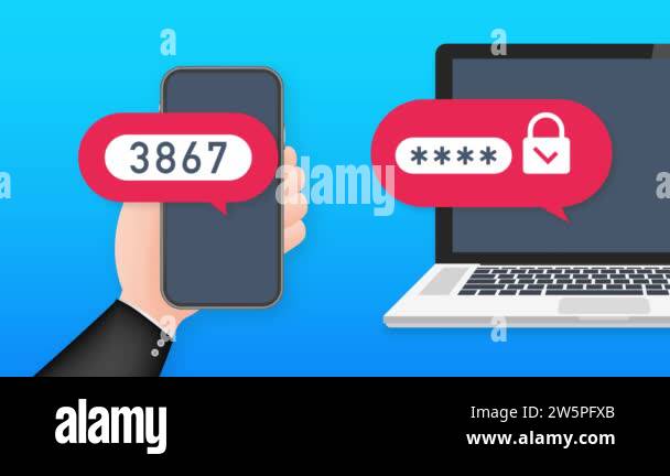 Two step authentication illustration, flat cartoon smartphone and ...