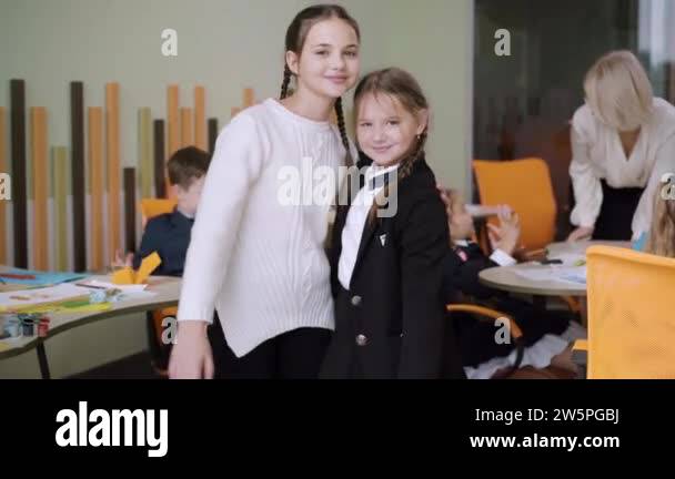 Beautiful elementary schoolgirls studying Stock Videos & Footage - HD ...