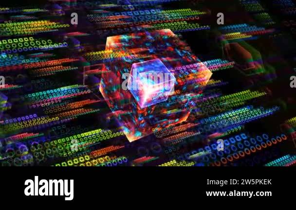 Quantum computer core futuristic technology digital layer dimension holographic process and ...